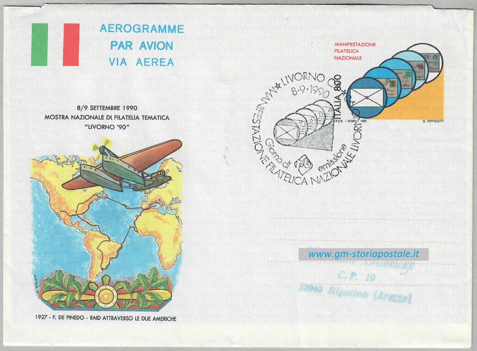 Aerogramma 800 lire Livorno ’90 – Mezzo Secolo di Repubblica