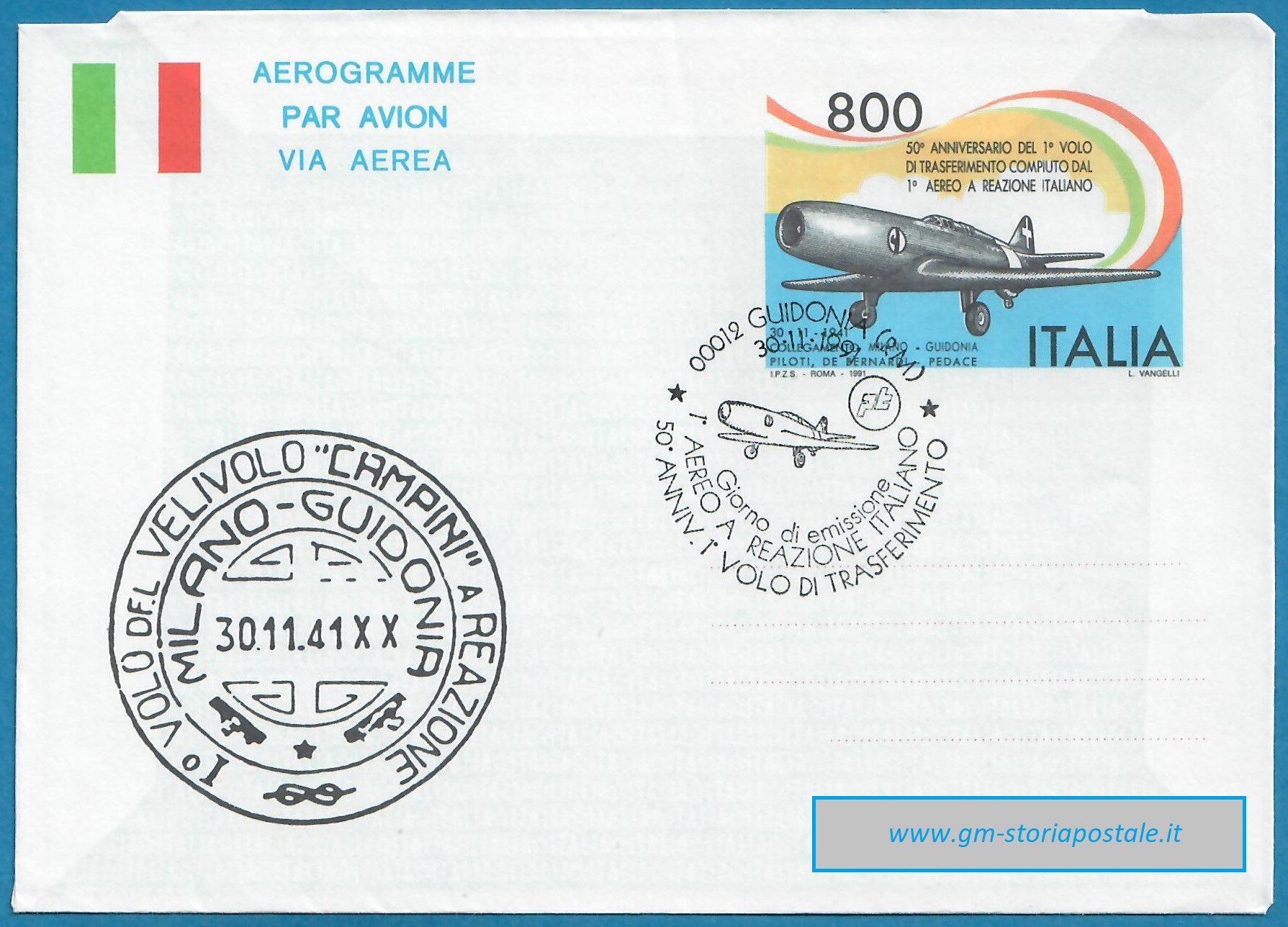 Aerogramma 800 lire Primo Aereo a Reazione – Mezzo Secolo di Repubblica